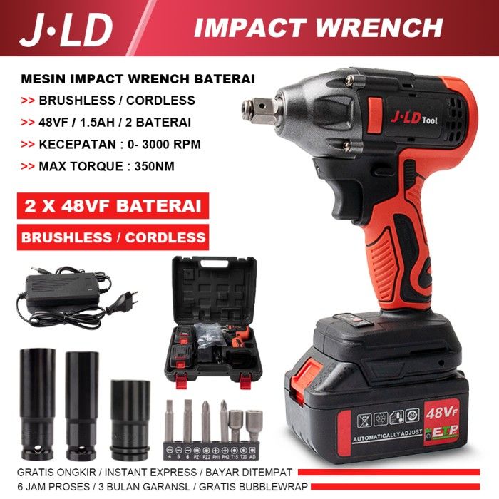 [BISA COD] JLD CORDLESS IMPACT WRENCH 48S BATTERY - ALAT MESIN BOR ...