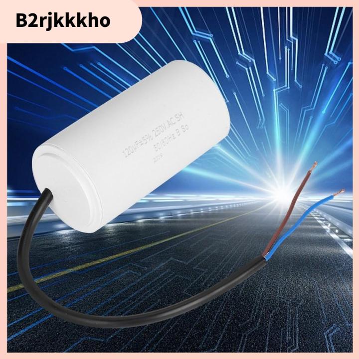 B2RJKKKHO Wire Lead Capacitor CBB60 Run Capacitor Durable Motor Start Capacitor 250V AC 120uF 50 ...