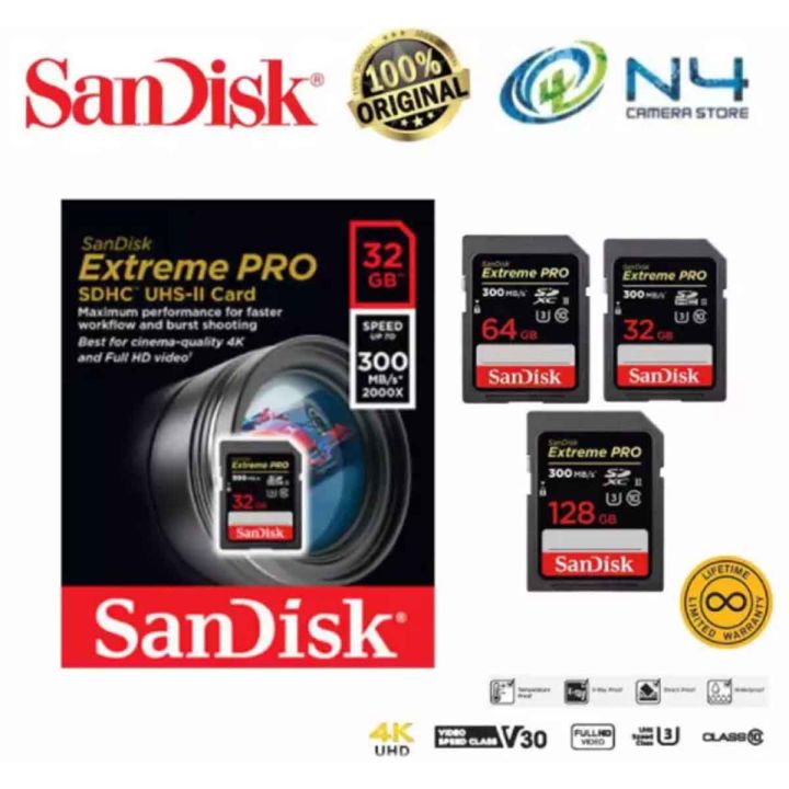 Sandisk Extreme Pro SDHC UHS-II Card ( 64GB/128GB/256GB) (300MB/S) | Lazada