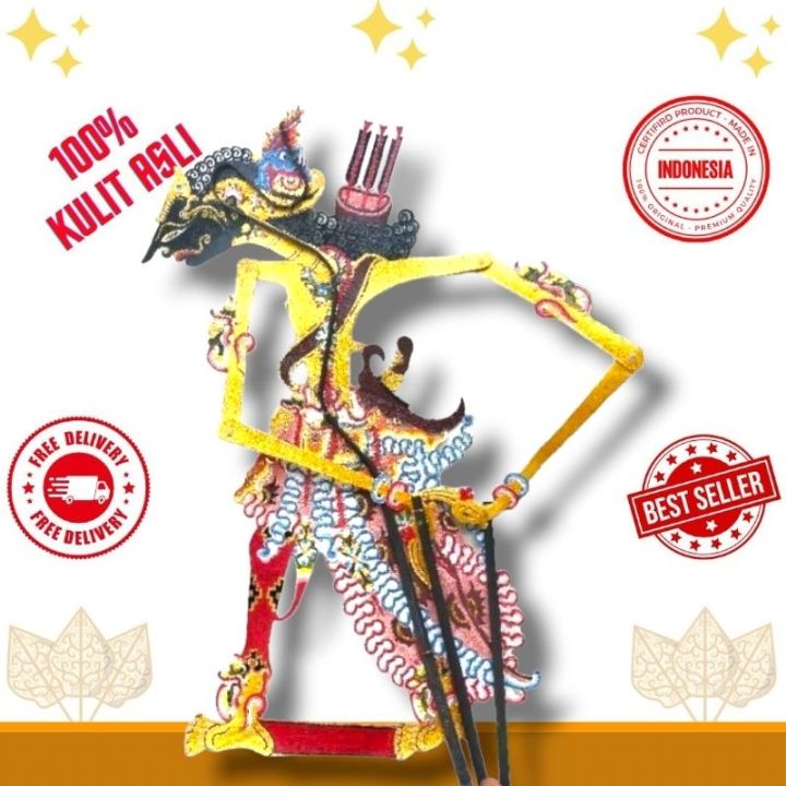 Wayang Kulit Asli Abimanyu Rampek Emas Brom Alusan Ukuran 60cm Standar ...