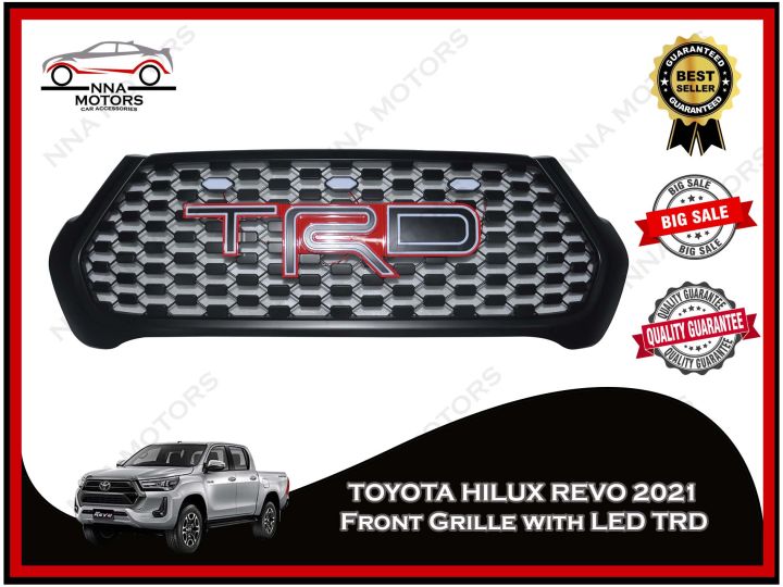 TOYOTA HILUX REVO 2021 Front Grille Car Grill Guard All Black & Red ...