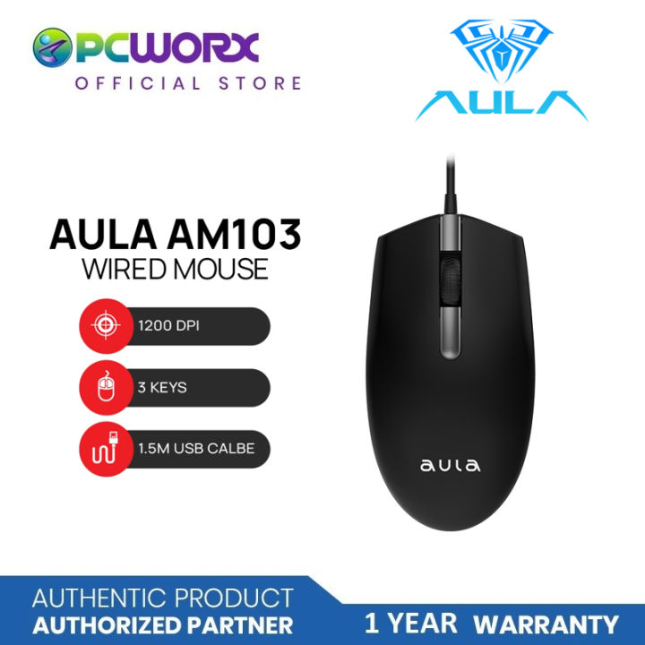 Aula AM103 USB Wired Mouse Black - USB Mouse | Wired USB Mouse | USB ...