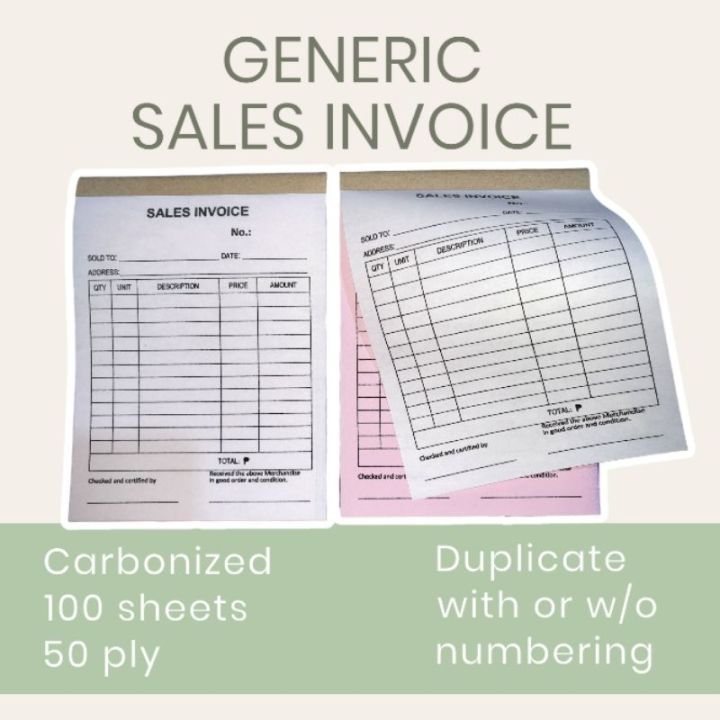 SALES INVOICE - GENERIC - 4X5 SMALL SIZE CARBONIZED | Lazada PH