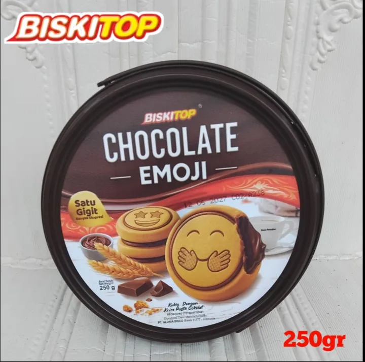 Biskitop biskuit chocolate emoji cream pasta cokelat kemasan JAR 250gr ...