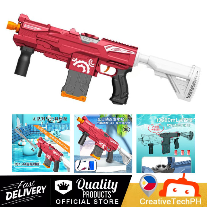 RED Automatic Electric Water Gun Swimming Pool Electric Water Guns High ...