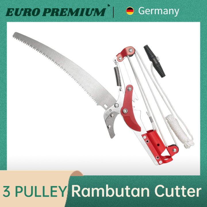 EURO 3 PULLEY WHEEL POLE TREE PRUNER TRIMMING TREE SAW TREE CUTTER RAMBUTAN CUTTER FRUIT PICKER ...