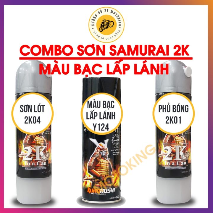 Combo Sơn samurai màu bạc sẫm lấp lánh Y124* -loại 2K chuẩn quy trình độ bền 5 năm gồm 2K04 ...