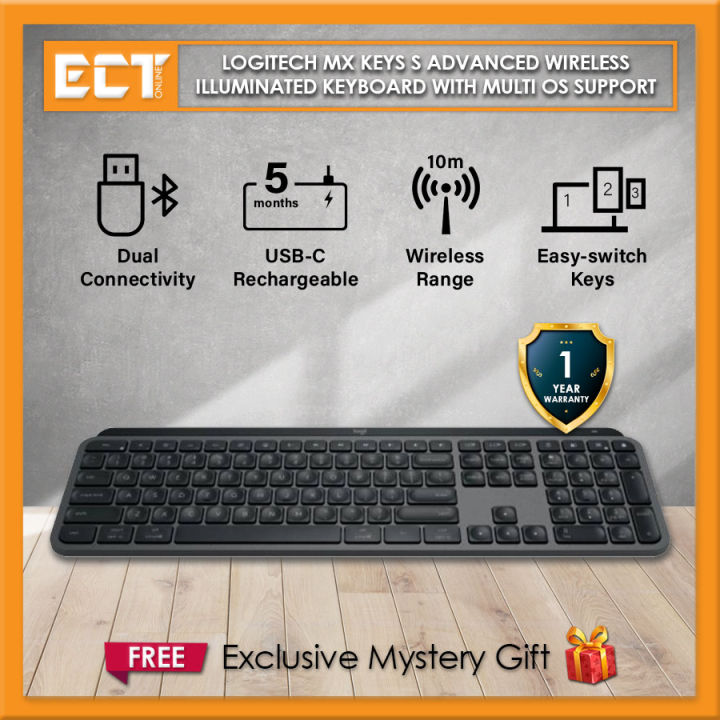 Logitech MX Keys S Advanced Wireless Illuminated Keyboard with Multi OS ...