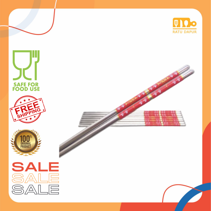 Sumpit Makanan Korea stainless steel motif - isi 5 pasang | Alat makan ...