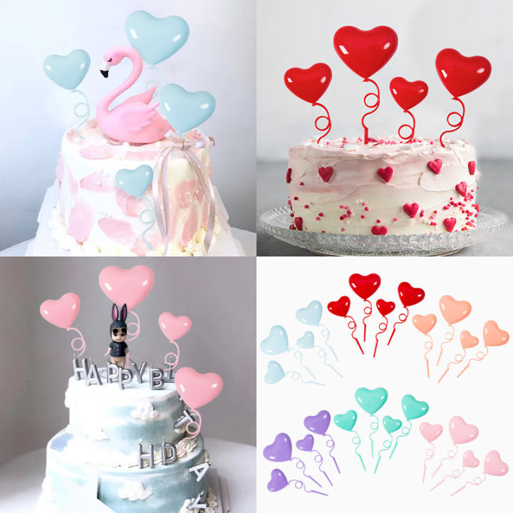 Heart shaped plastic cake topper Heart shaped balloon style cake ...