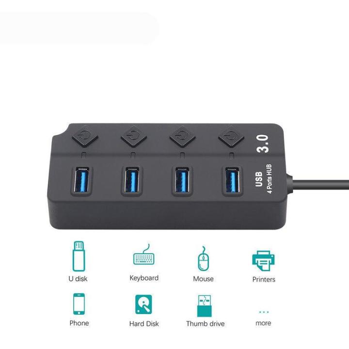 4/7 Port USB 3.0 Hub 5Gbps High Speed On/Off Switches AC Power Adapter ...
