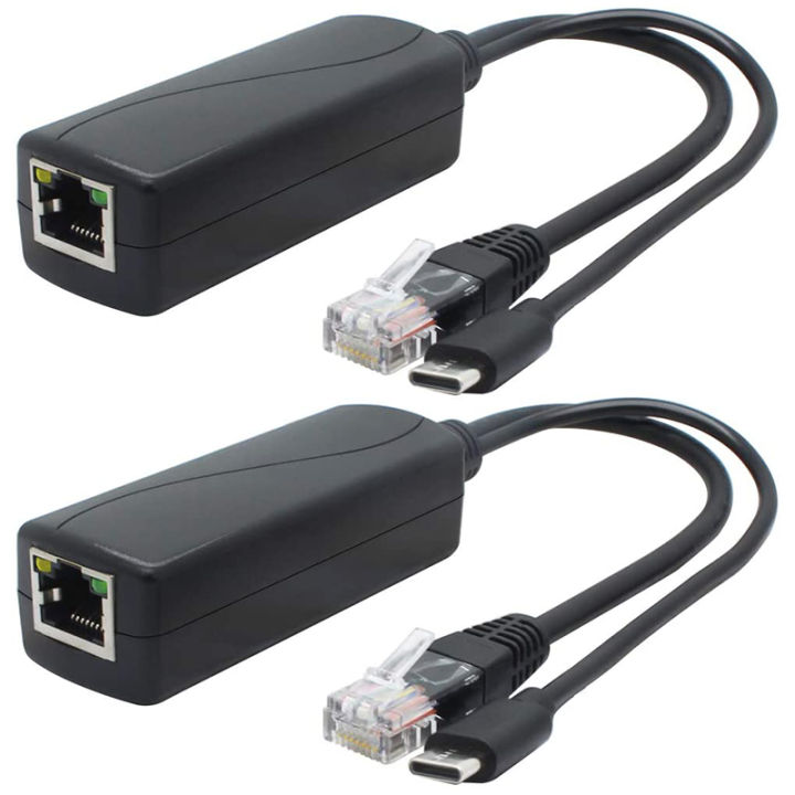 (FZIQ) 2-Pack 5V Gigabit PoE Splitter, USB Type C, 48V to 5V 2.4A ...