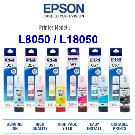 Epson 057 ink bottle for L8050, L18050 Printer (Black/Cyan/Magenta ...
