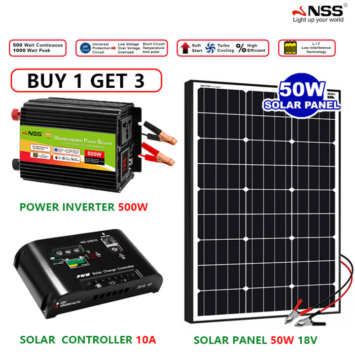 NSS Solar Inverter Set️5000w Solar Power System Four USB+50W Panels+30A ...