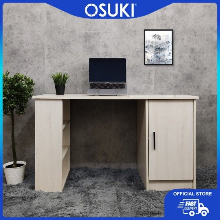 OSUKI Home Office Table 120 x 49cm With Cabinet (Wooden) | Lazada