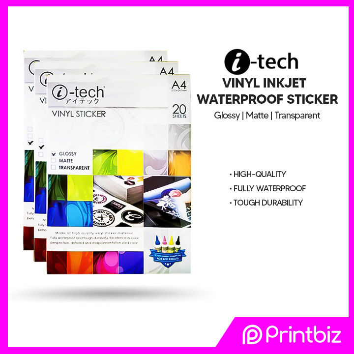 I-TECH Inkjet Vinyl Sticker Waterproof A4 ( GLOSSY | MATTE ...