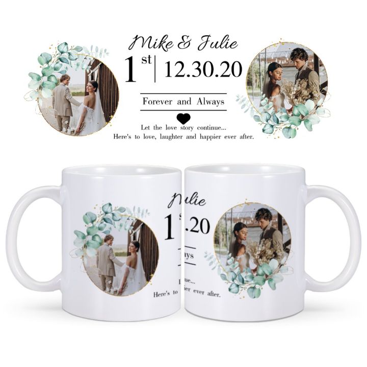 Custom Photo Mug Personalized Special Date and Name Coffee Tea Water ...