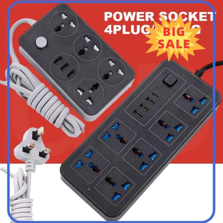 ⭐ [100% ORIGINAL] ⭐ Universal Electric socket 6 Power Socket Extension wire USB Ports wayar ...
