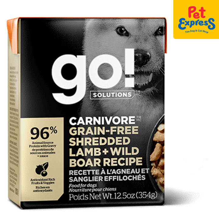 Go! Solutions Carnivore Grain Free Shredded Lamb and Wild Boar Wet Dog ...