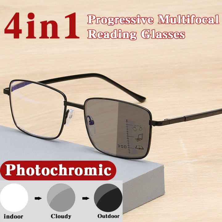 【Photochromic Progressive Multifocal Reading Glasses 】Anti Blue LIght ...