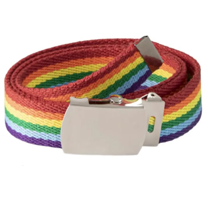 LGBTQ + ชุดเดรสเข็มขัดสำหรับยีนเอวกว้างหรูหราเข็มขัดลายรุ้งเข็มขัดถัก ...