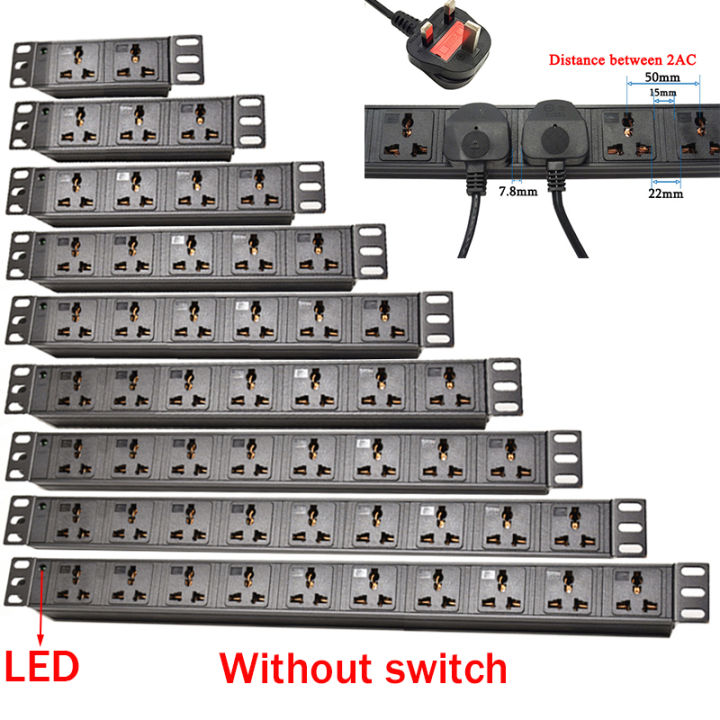 PDU Power Strip No Switch with LED 2/3/4/5/6/7/8/9/10/11/12/13/14/15/16 ...