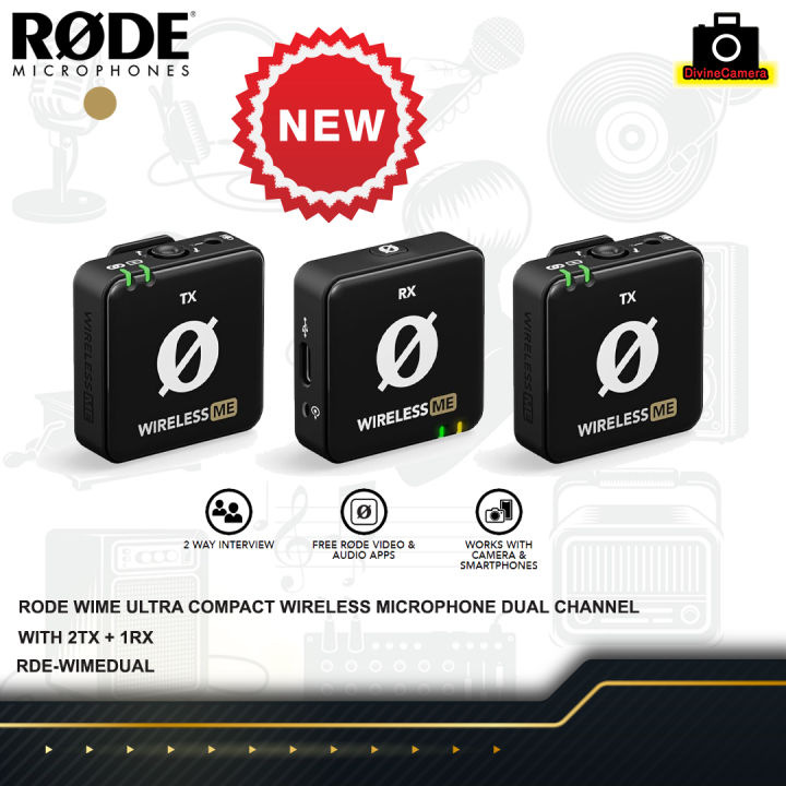 RODE WIME ULTRA COMPACT WIRELESS MICROPHONE DUAL CHANNEL WITH 2TX + 1RX ...