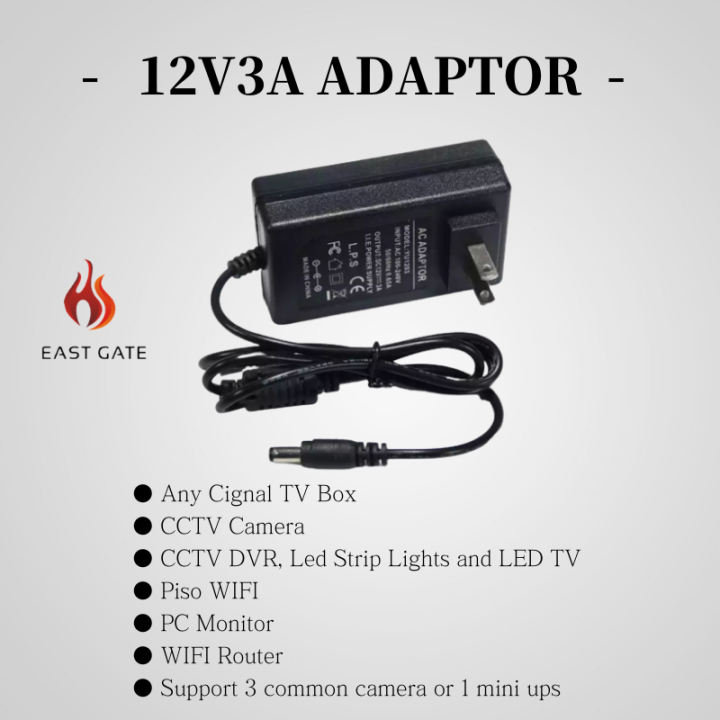 EAST GATE wall type ac adapter 12V3a 36W 100-240V 50-60Hz for display ...