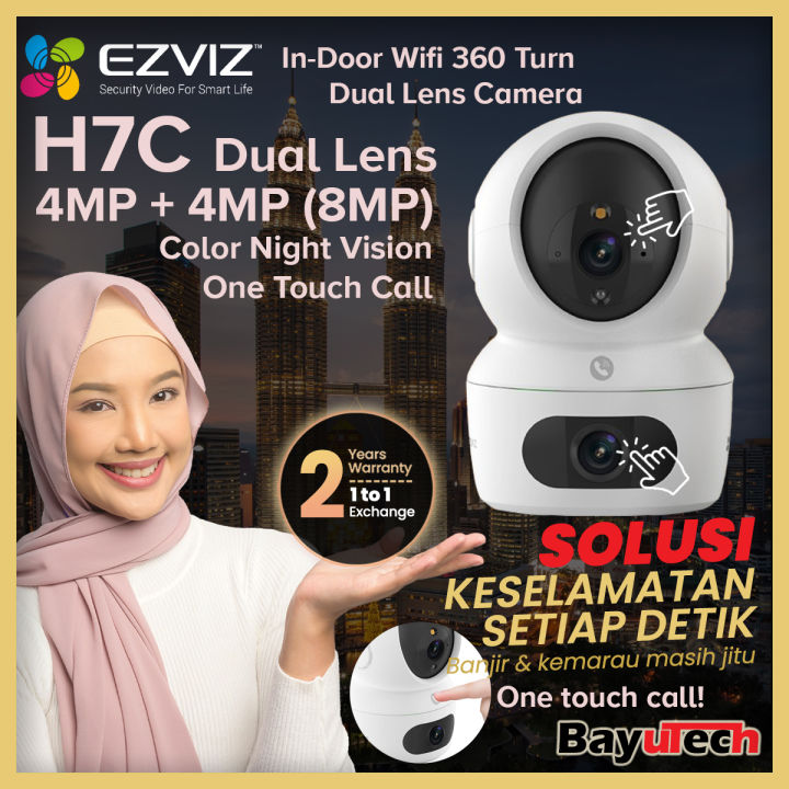 EZVIZ H7C Dual Lens WIfi Camera 4MP + 4MP PTZ & Fix Lens CCTV Security Camera Indoor Smart Light ...