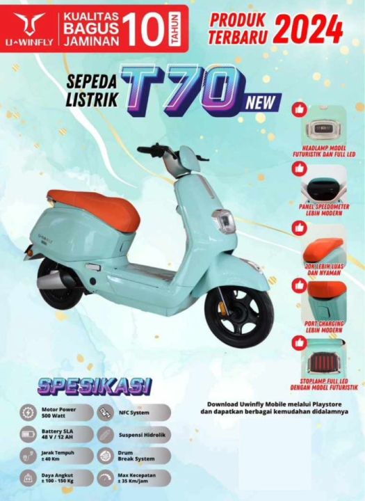 Sepeda Listrik Uwinfly T70 New 2024 | Lazada Indonesia