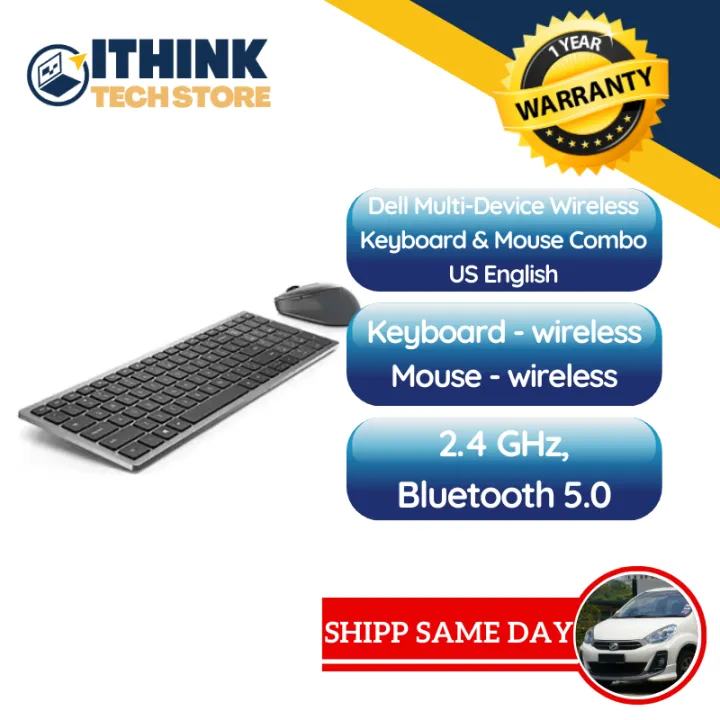 Dell Multi-Device Wireless Keyboard & Mouse Combo US English - KM7120W ...