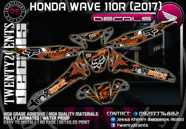 honda wave 110r decals / sticker racing fox orange | Lazada PH