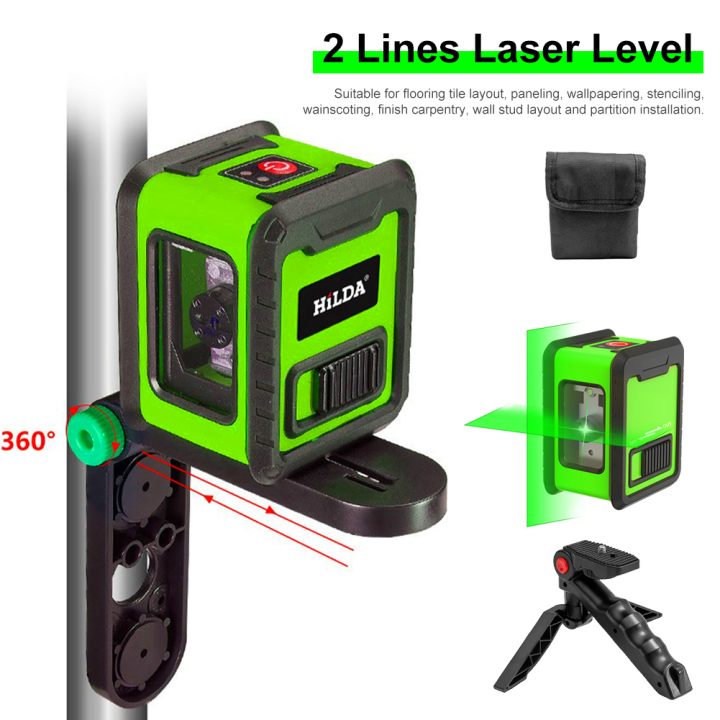 2 Lines Laser Level Portable Self-leveling Green Beams Laser Level High ...