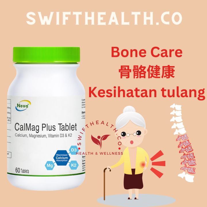 NOVA CalMag Plus Tablets 60's [Calcium, Vitamin K2. Vitamin D3 and Magnesium] | Lazada