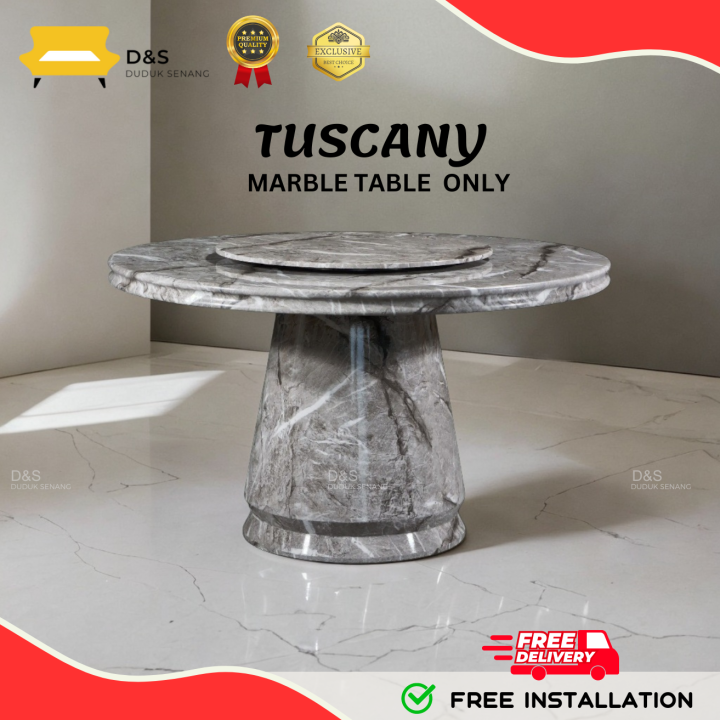 TUSCANY 4.5ft / 5ft / 6ft Marble Dining Table Only (Free Revolving ...