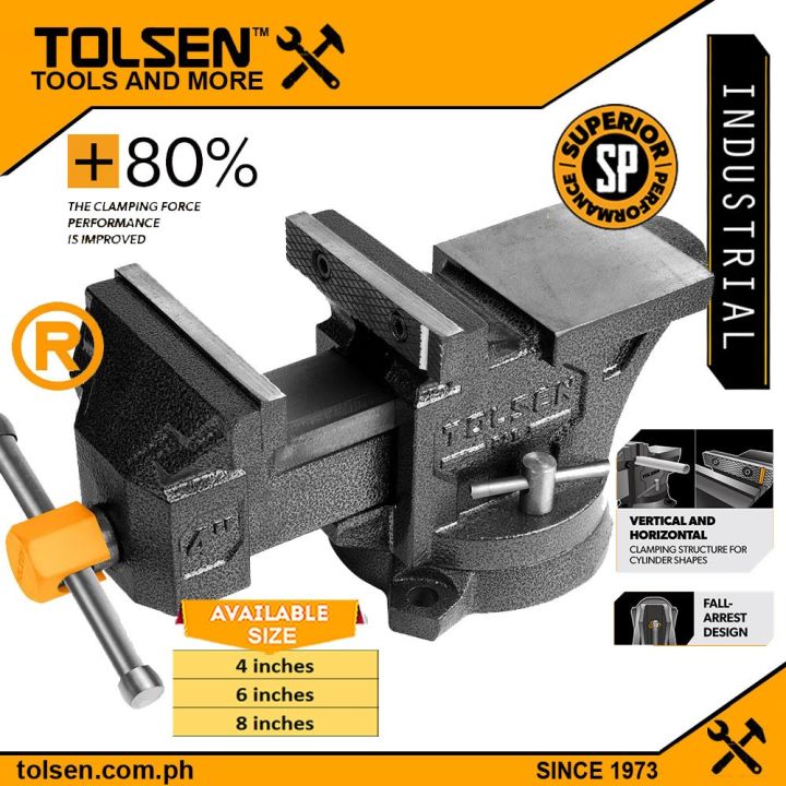 Tolsen Industrial Bench Vise Ultra Large Swivel Base w/ Anvil (4" | 6 ...