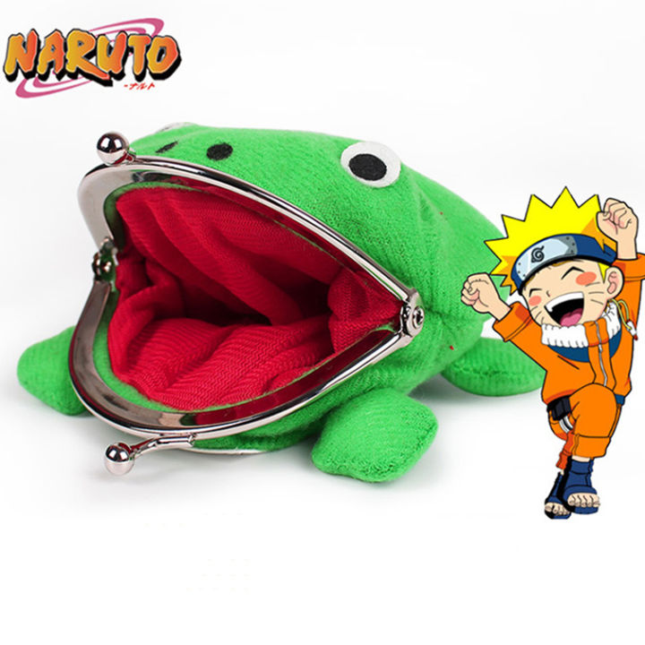 Anime Naruto Frog Coin Purse Cute Green Frog Wallet Plush Bags Gift For ...