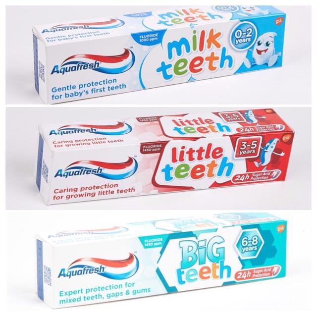 Aquafresh Kids Baby Toothpaste Milk Teeth/ Little Teeth / Big Teeth Exp ...