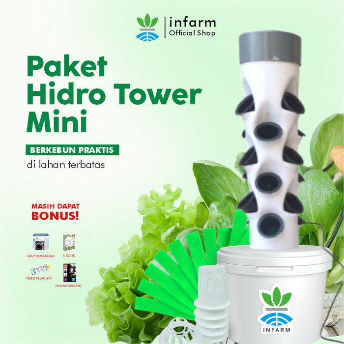 infarm - Hanya Tower Saja Instalasi Hidroponik 18 Lubang DFT Vertikal | Lazada Indonesia