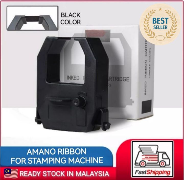 3-pack Ink Ribbon Amano Time Clock Ribbon Cartridges - Black Ink, 3 ...