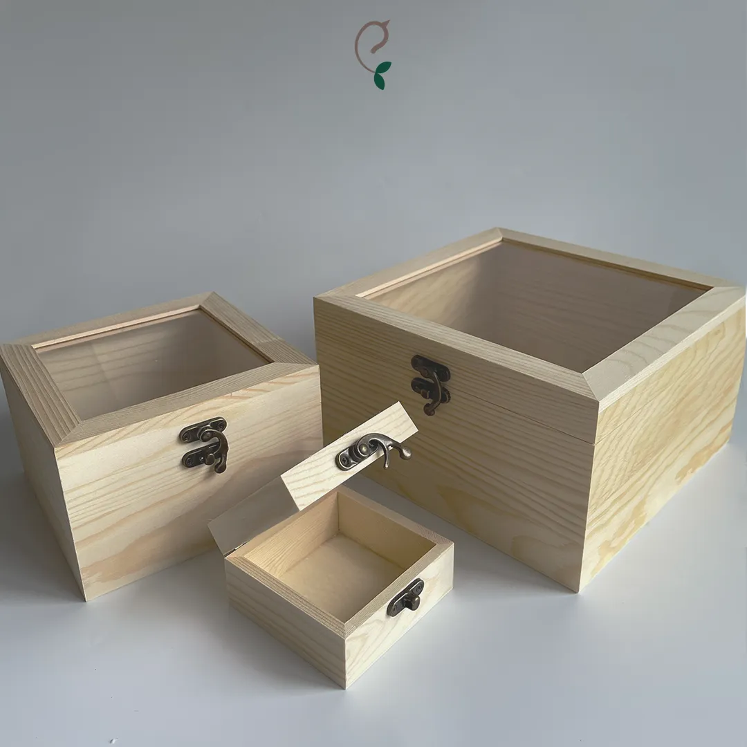 【𝗖𝗟𝗘𝗔𝗥𝗔𝗡𝗖𝗘 𝗦𝗔𝗟𝗘】NAVAKI Wooden Box Glass Top Lid Wood Gift Box Jewelry ...