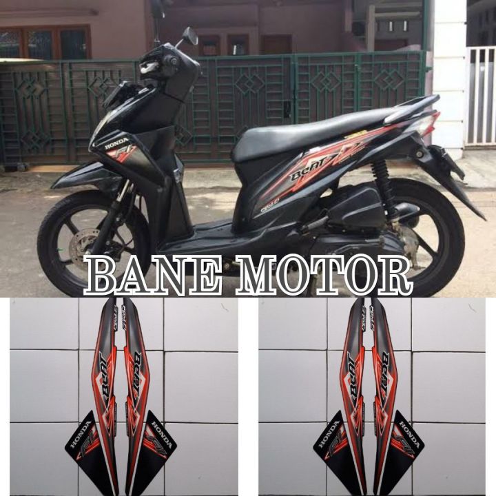 stiker striping body Honda Beat FI tahun 2013 2014 hitam / striping ...