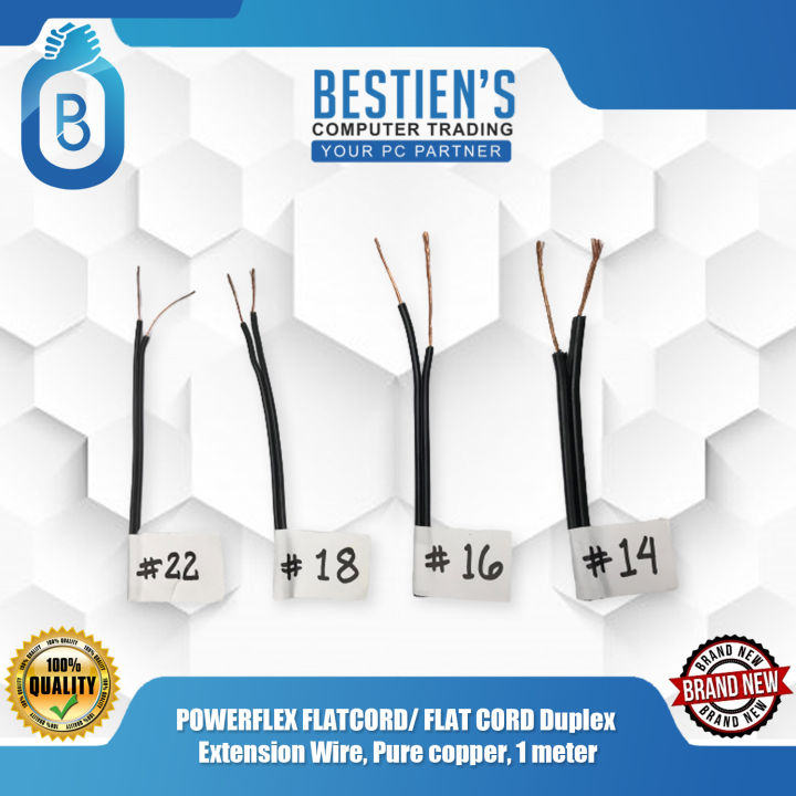 POWERFLEX FLATCORD/ FLAT CORD Duplex Extension Wire, Pure copper, 1 ...