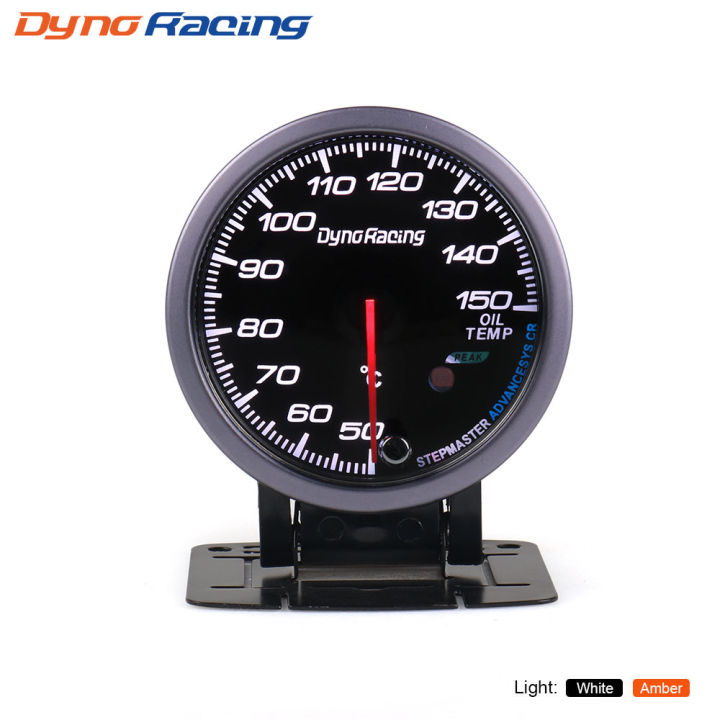 Dynoracing 60MM Black Face Oil temp gauge 50-150C White/Amber light Peak Function Oil ...