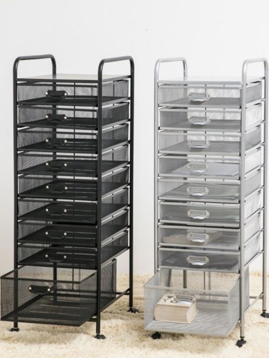 Wrought iron A4 drawer cart A3 barbed wire paper multi-layer file rack ...