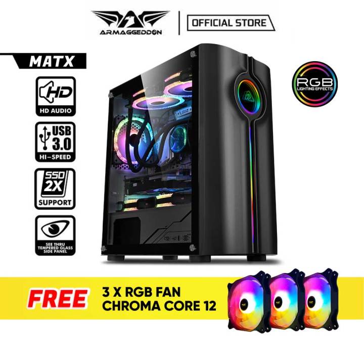 Armaggeddon Tron Holo 3 MATX PC RGB Gaming Case | Holographic Front ...