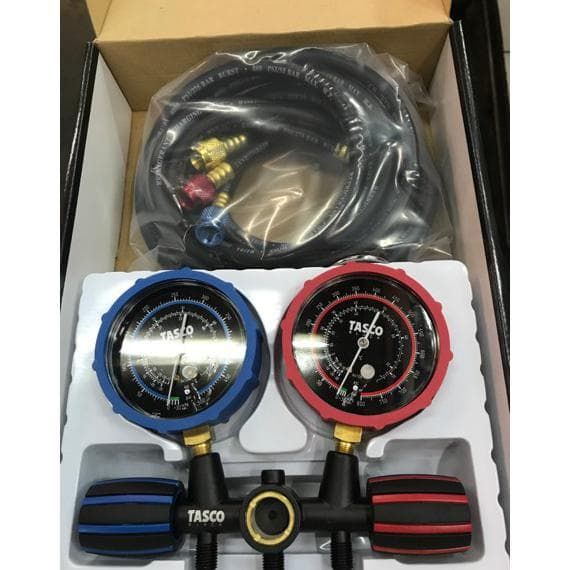 Tasco Brass Manifold TB140SM w/ 3 hose for Refrigerants R32/R410a Airconditioning and ...