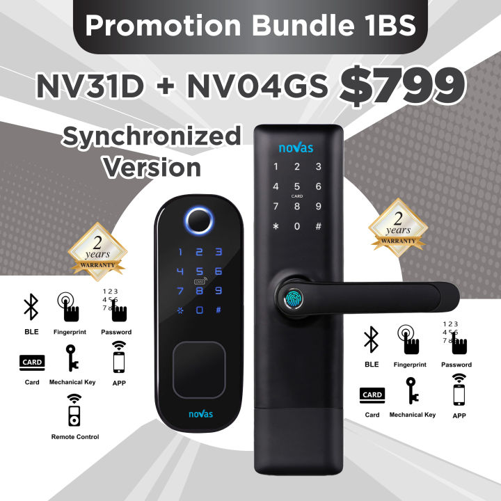NOVAS Bundle 1BS Promo | NV04GS Smart Digital Gate Lock and NV31D Smart Digital Door Lock ...