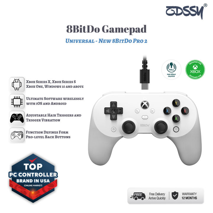 ZDSSY 8BitDo Pro 2 Wired Controller with Hall Effect Joystick Gamepad for Xbox Series X / Xbox ...