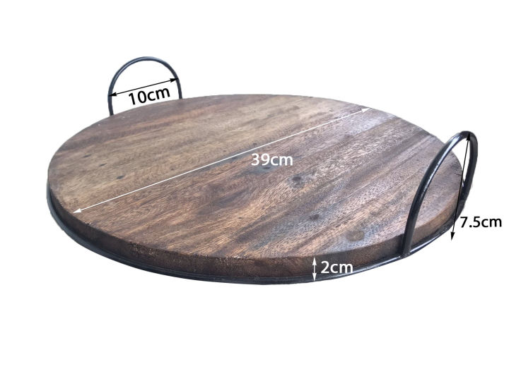 Round Wood Tray, 39cm Diameter, Rustic Brown, Farmhouse Centerpieces ...